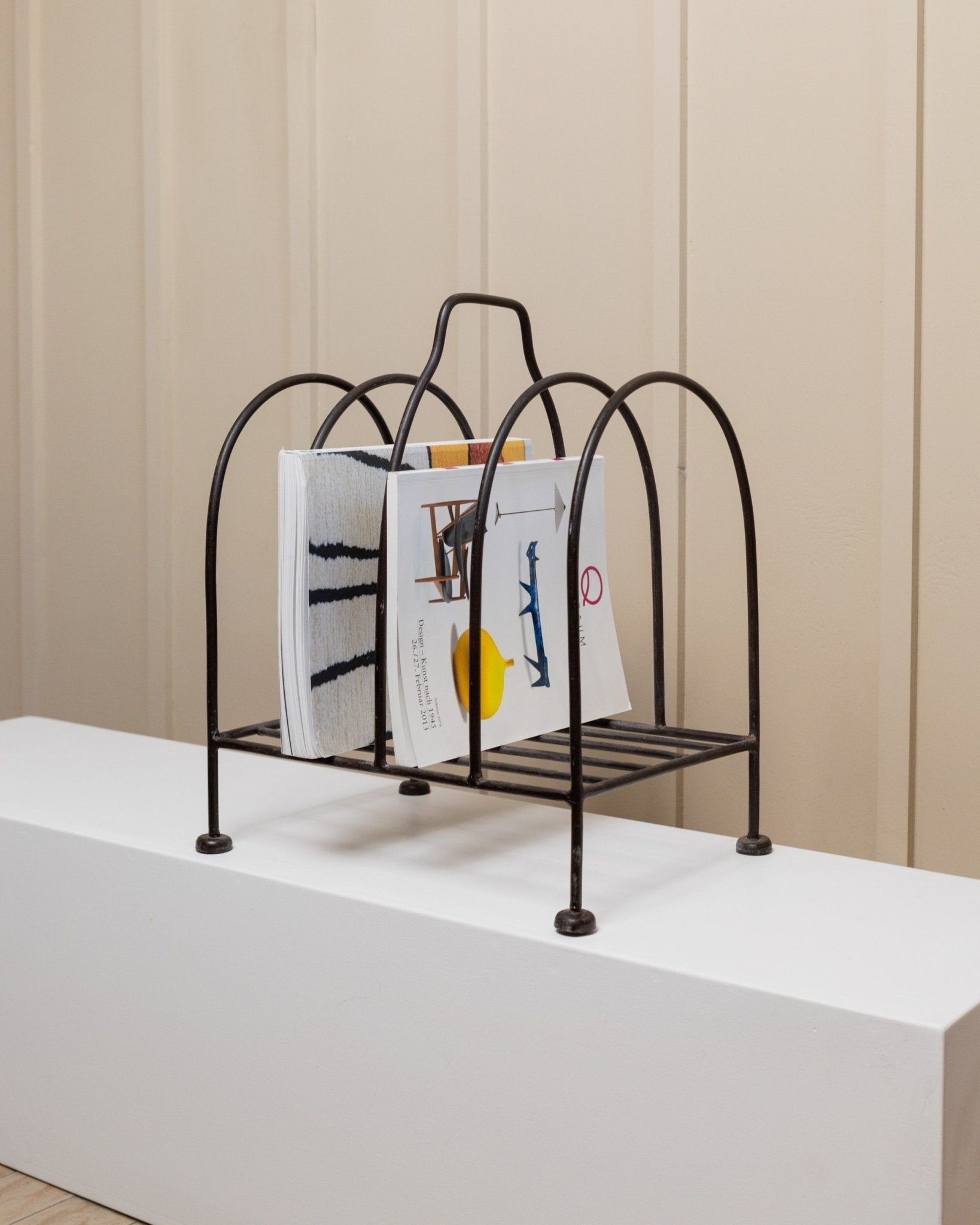 XL Vintage Metal Magazine Rack Italy 1970s - Retro Handmade Storage ...